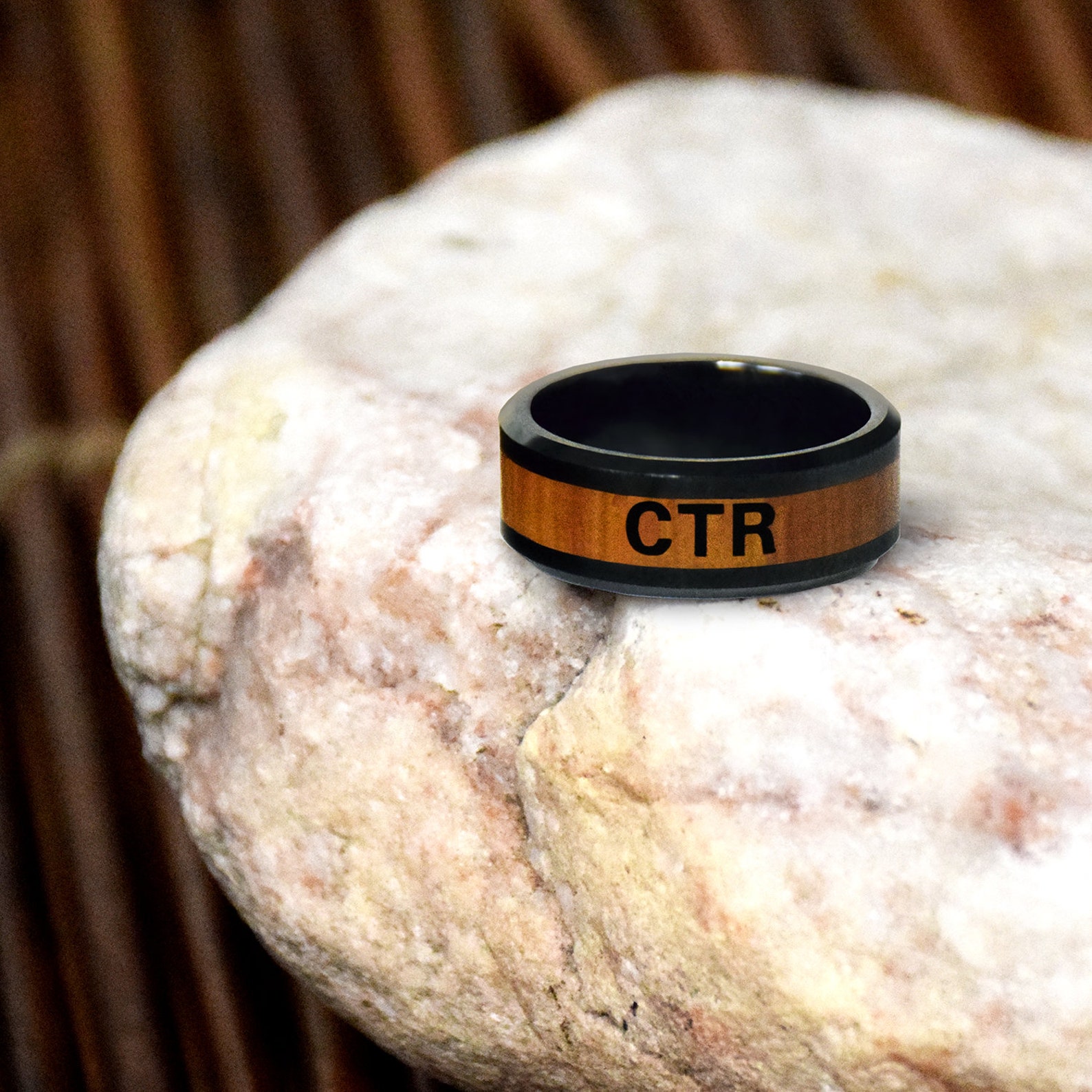 CTR Ring Frontier Wood Inlay Black Ceramic Choose the Right - Etsy