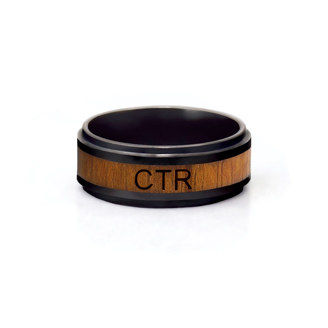 CTR Ring Frontier Wood Inlay Black Ceramic Choose the Right - Etsy