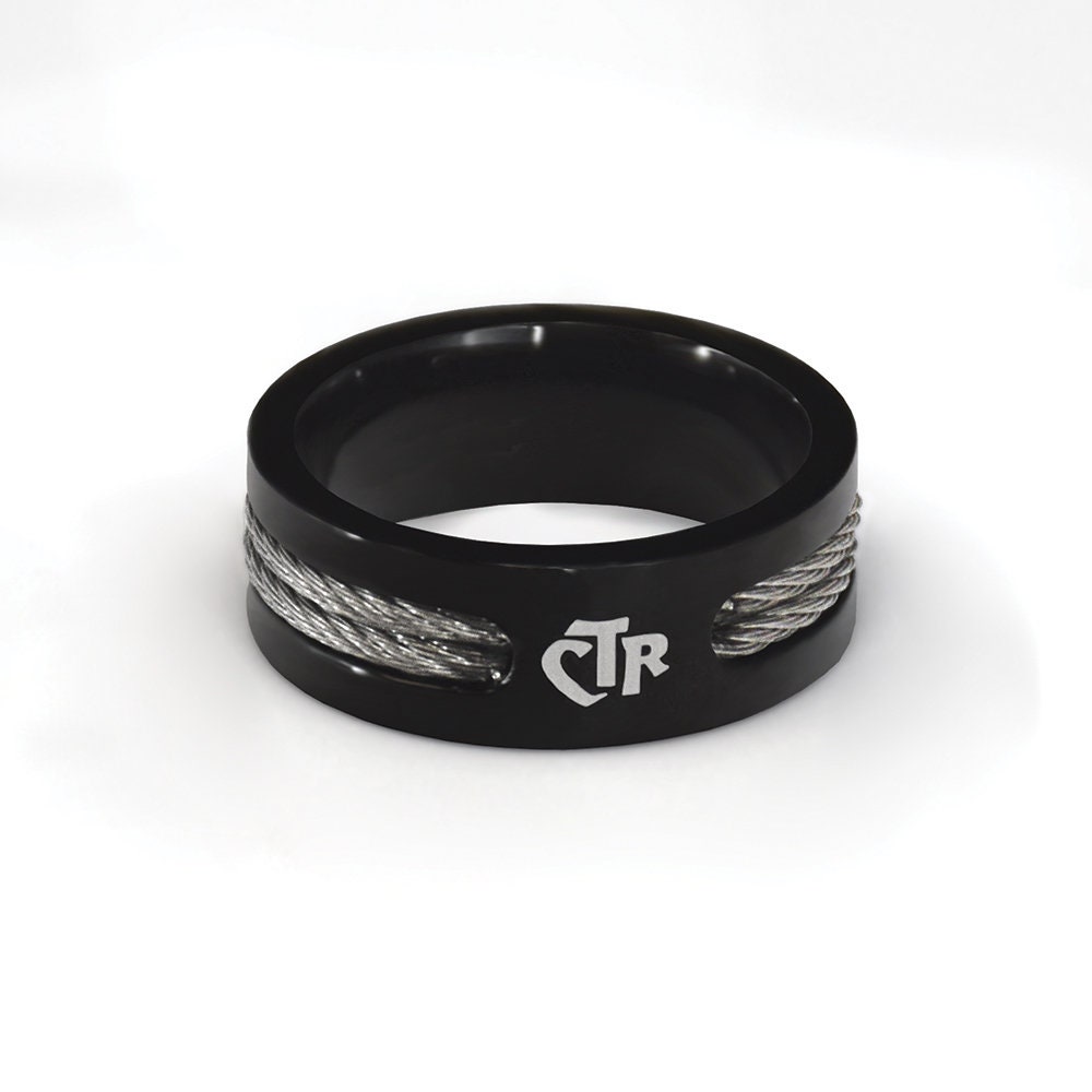 Black With Wire CTR Ring Stainless Steel Comfort Fit Band - Etsy