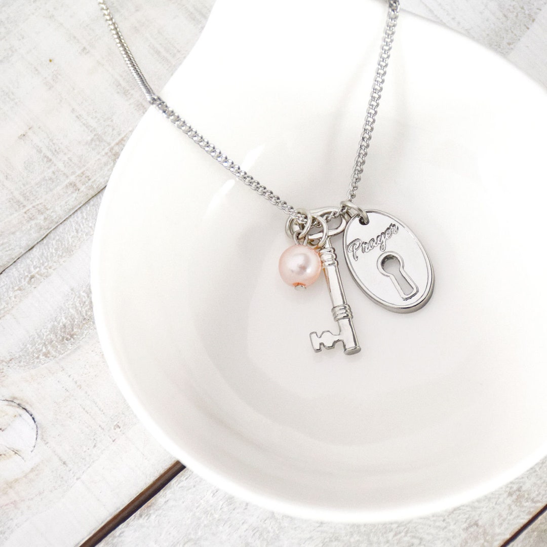 Key Charm Necklace Prayer is Your Personal Key to Heaven Silver Finish ...
