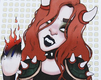 Mario Kart Inspired Bowsers Castle Vintage Style Artwork - Etsy