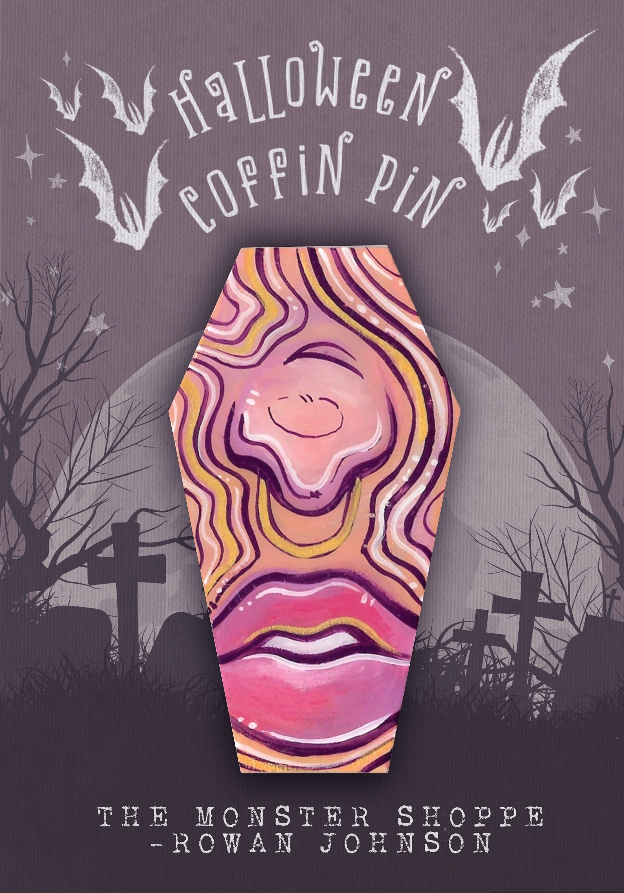 Pop Art Coffin Wooden Pin Halloween Series - Etsy UK