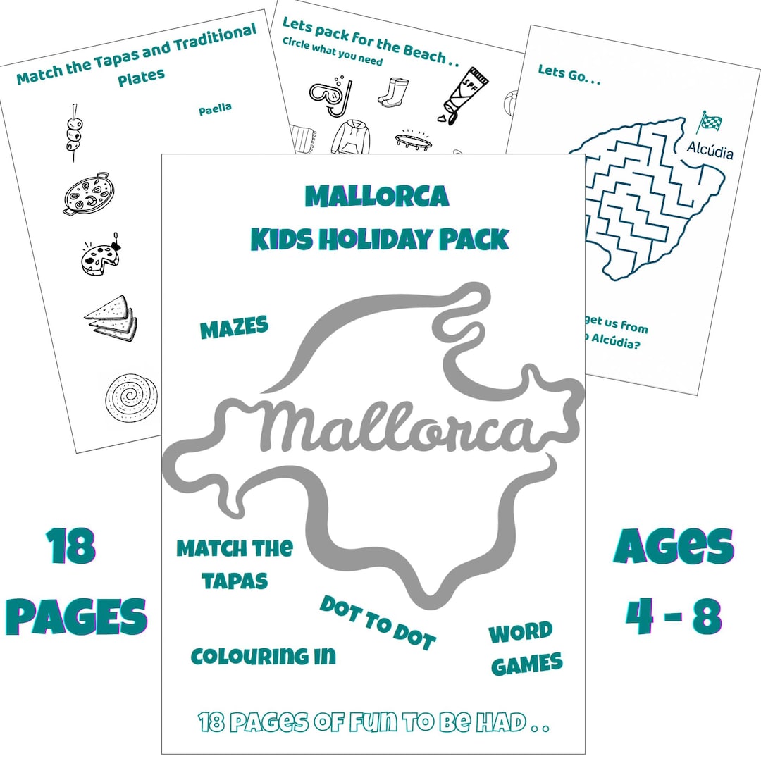 Mallorca Kids Activity Pack | 20 Printable Pages | Holiday Mazes, Word ...