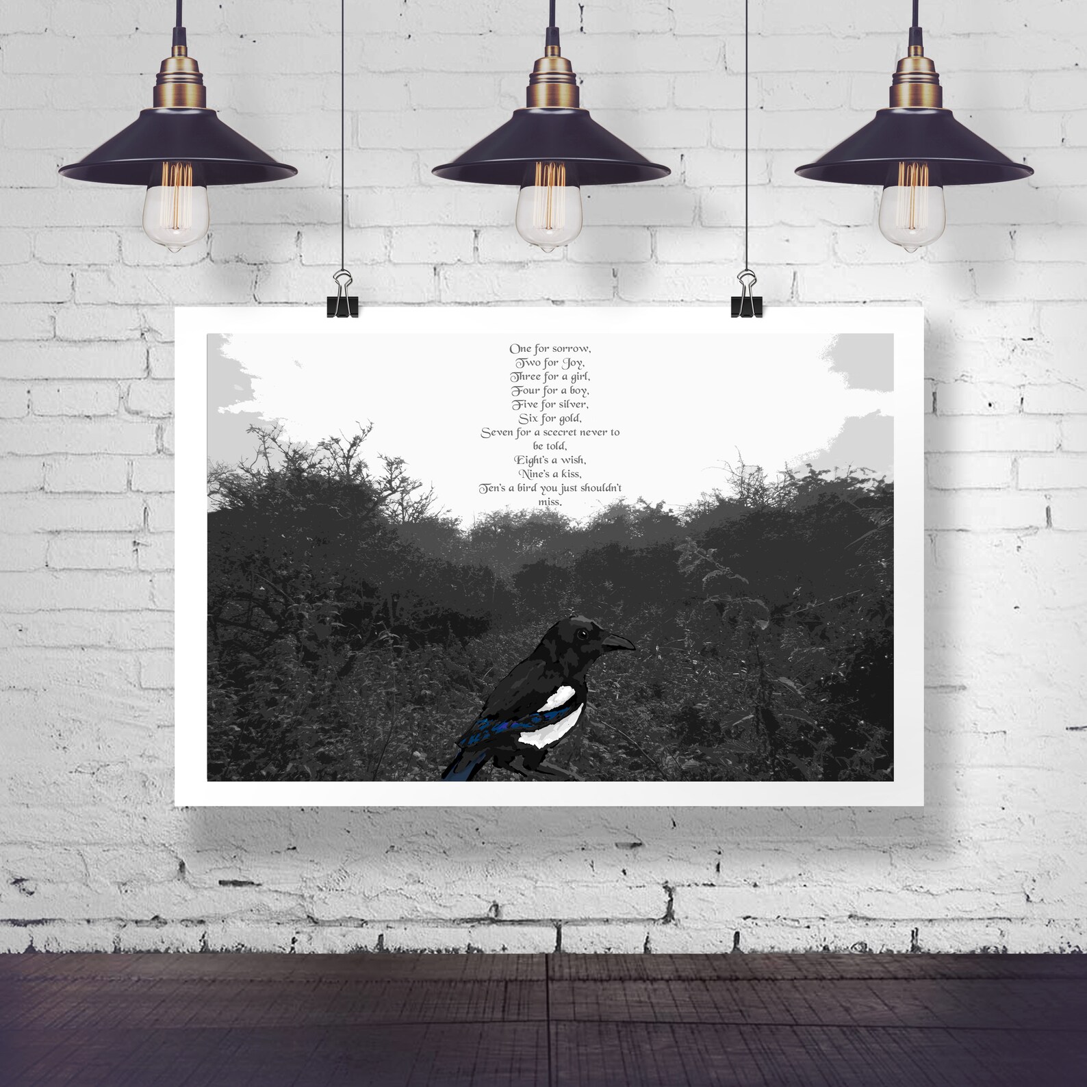 One For Sorrow Magpie Folk Rhyme/Poem Art Print Magpie Art | Etsy