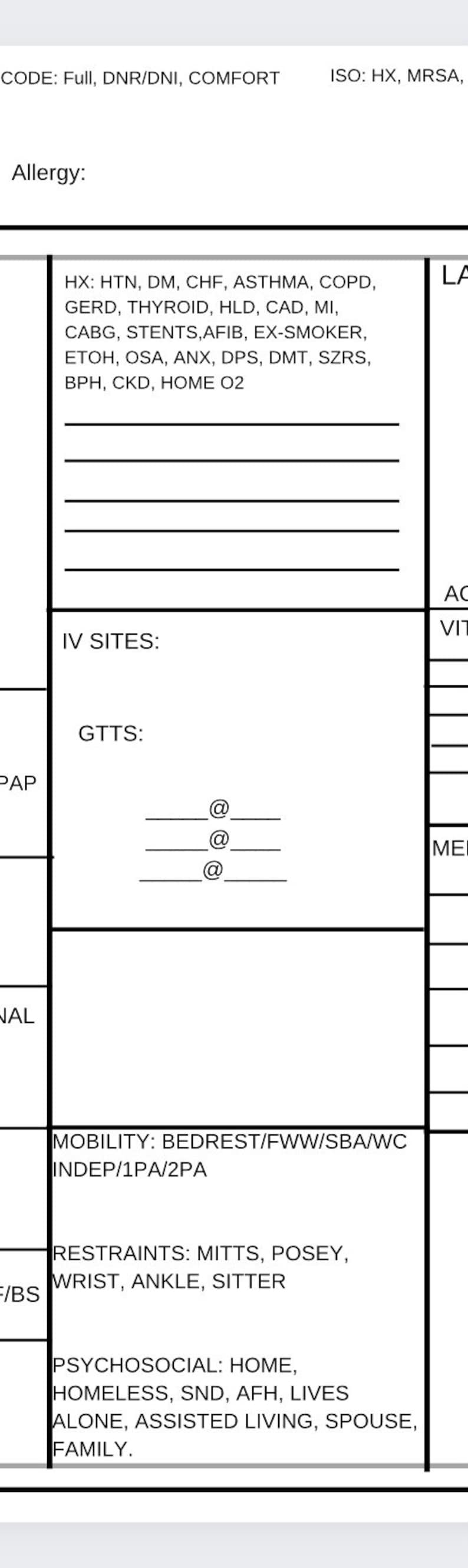 Nursing Notes, Nursing Report Sheet, Nursing Brain - Etsy