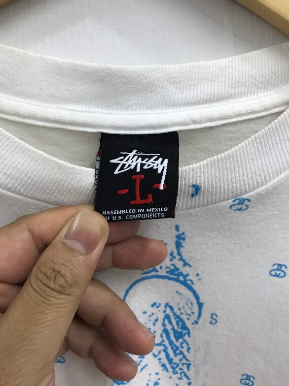 Vintage Stussy "Eiffel Tower" Fullprint Spellout tshi… - Gem