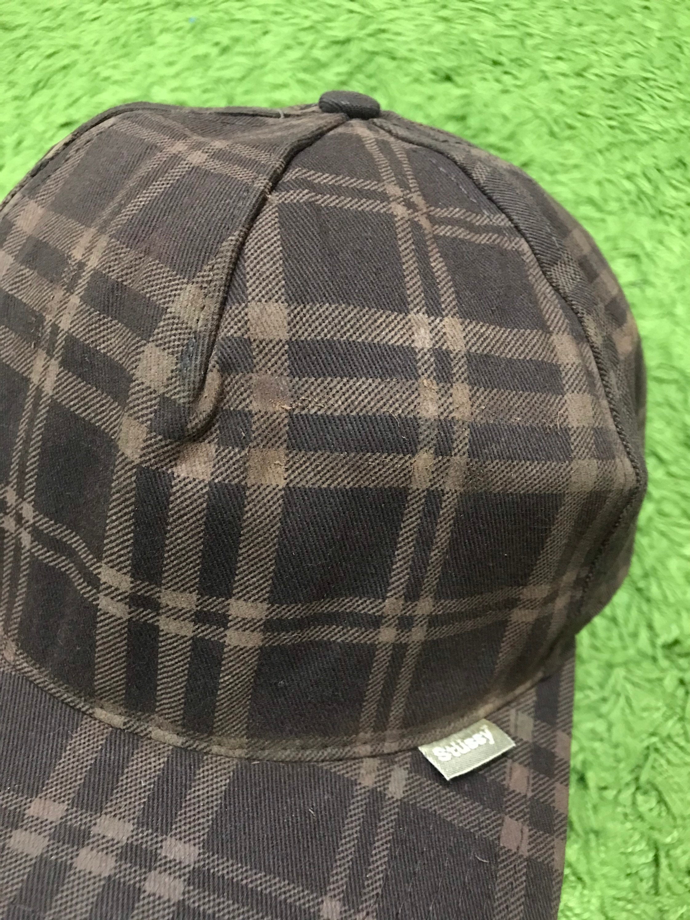 Vintage 90s Stussy Checkered Plaid Trucker Cap..made in USA Vintage 90s Stussy Checkered Plaid Trucker Cap..made in USA