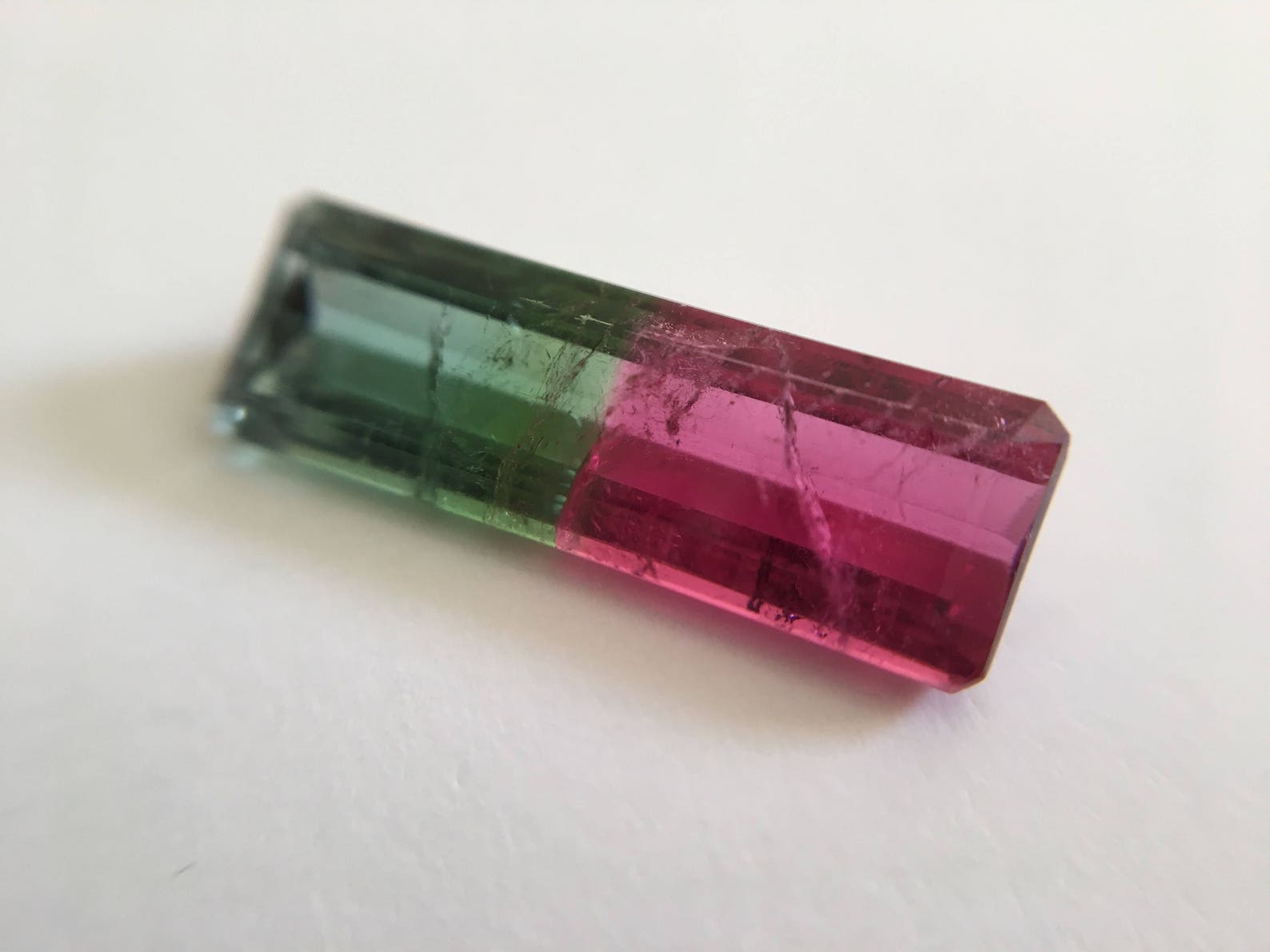 3.35 Ct Emerald Cut Watermelon Tourmaline, Tri-color Tourmaline, Loose ...