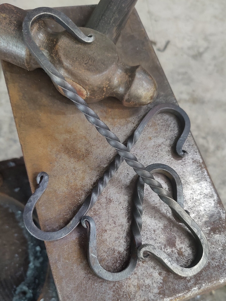 Hand Forged Steel Pot Hooks, Wrought Iron Hooks, Square Twist - Etsy