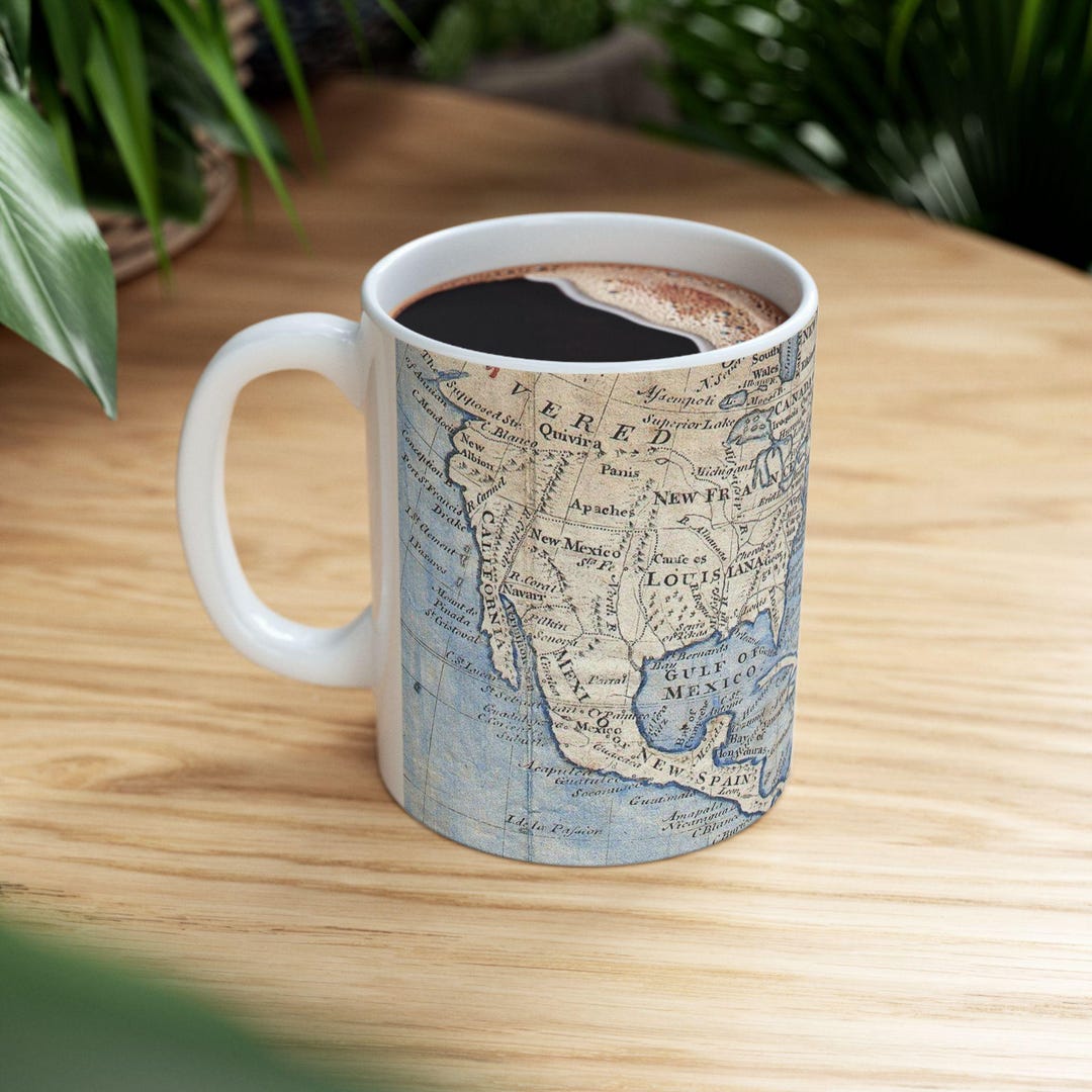 1747 Bowen Map of North America Ceramic Mug | Vintage Nautical Map - Etsy