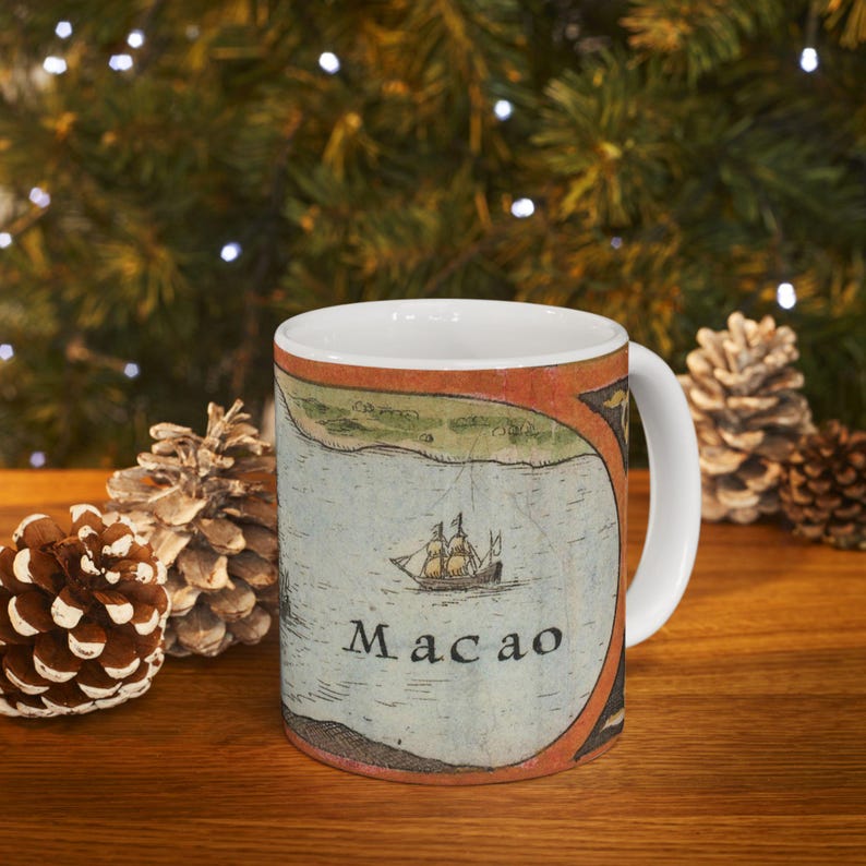 Macao Map Border Ceramic Mug | City Map Outline Mug, Macau Map Coffee ...