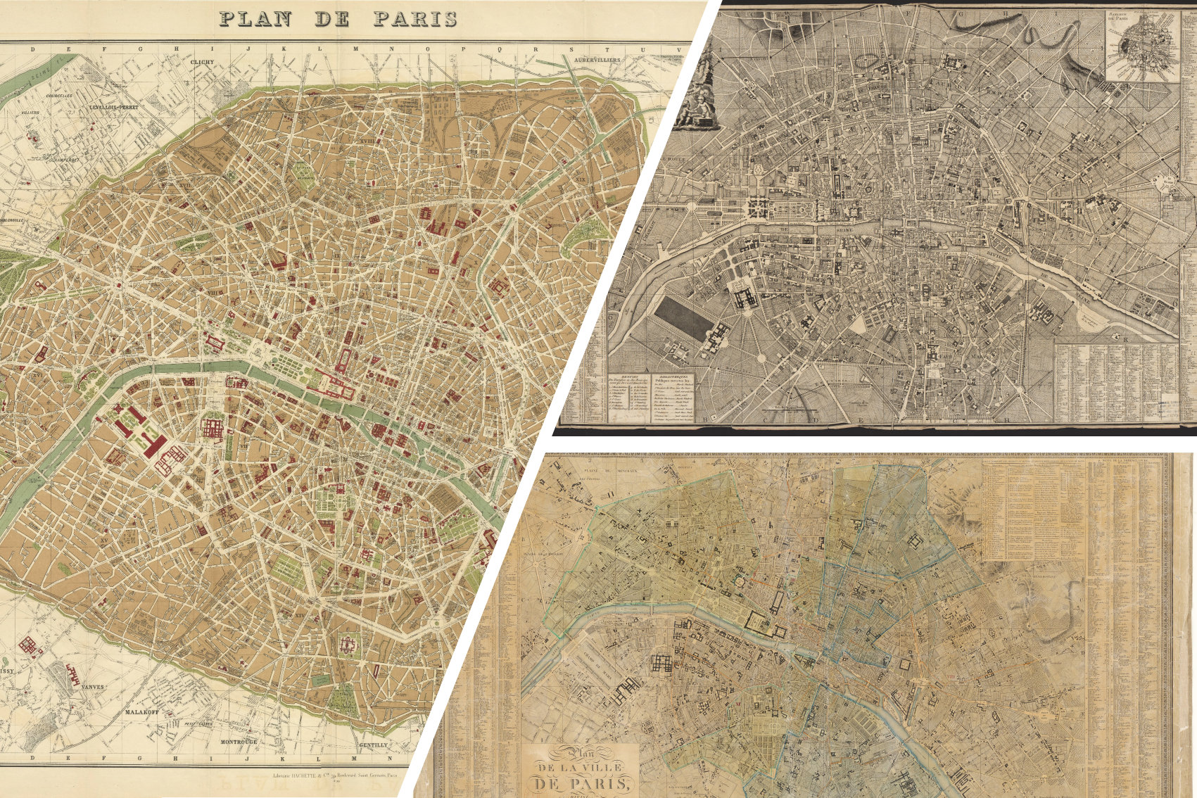 Vintage Historical Maps of Paris Print, High Quality Digital Download ...