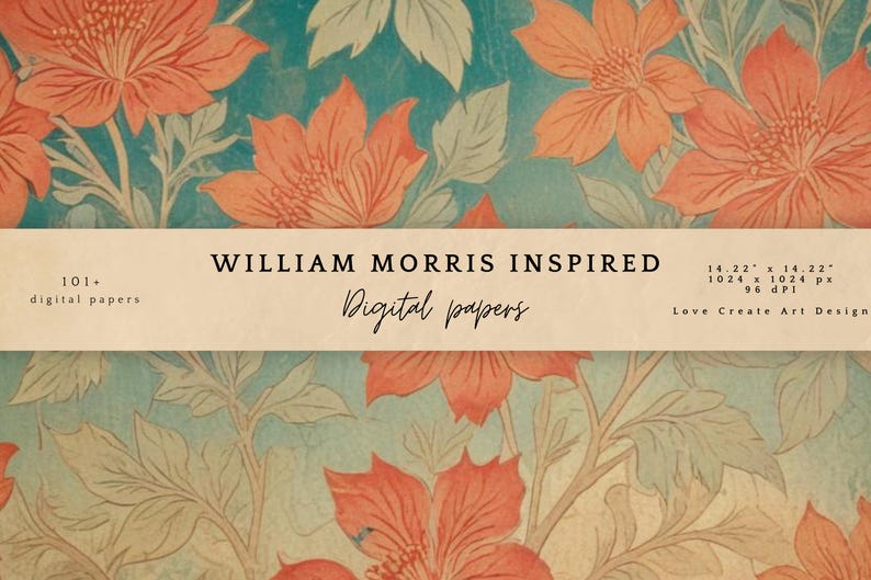 101+ William-morris-inspired Floral Seamless Pattern Grunge Shabby ...