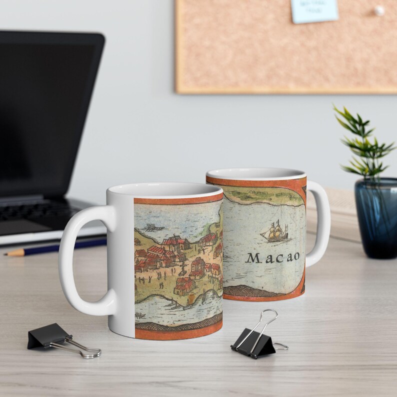 Macao Map Border Ceramic Mug | City Map Outline Mug, Macau Map Coffee ...