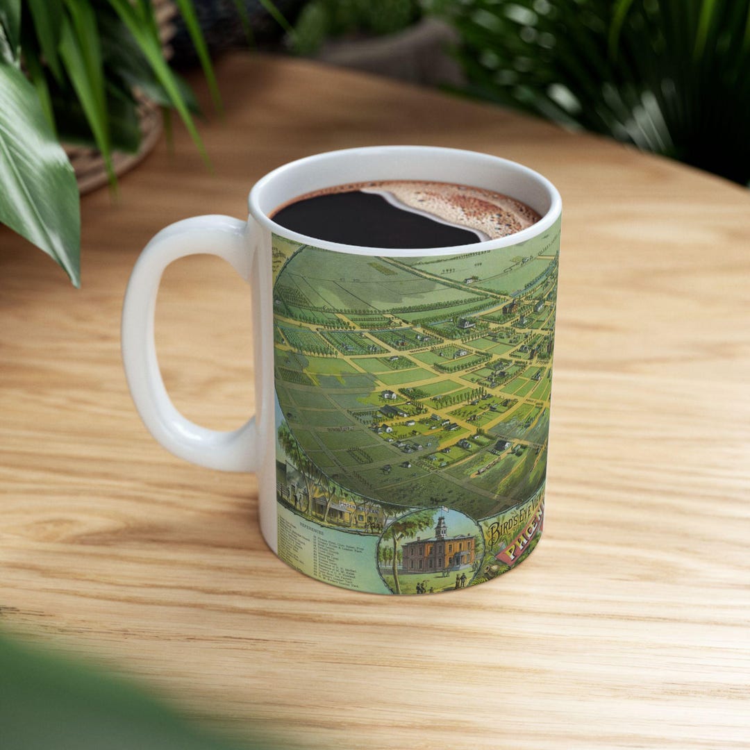 Vintage Phoenix Arizona Map Mug | Ceramic Mug - Etsy