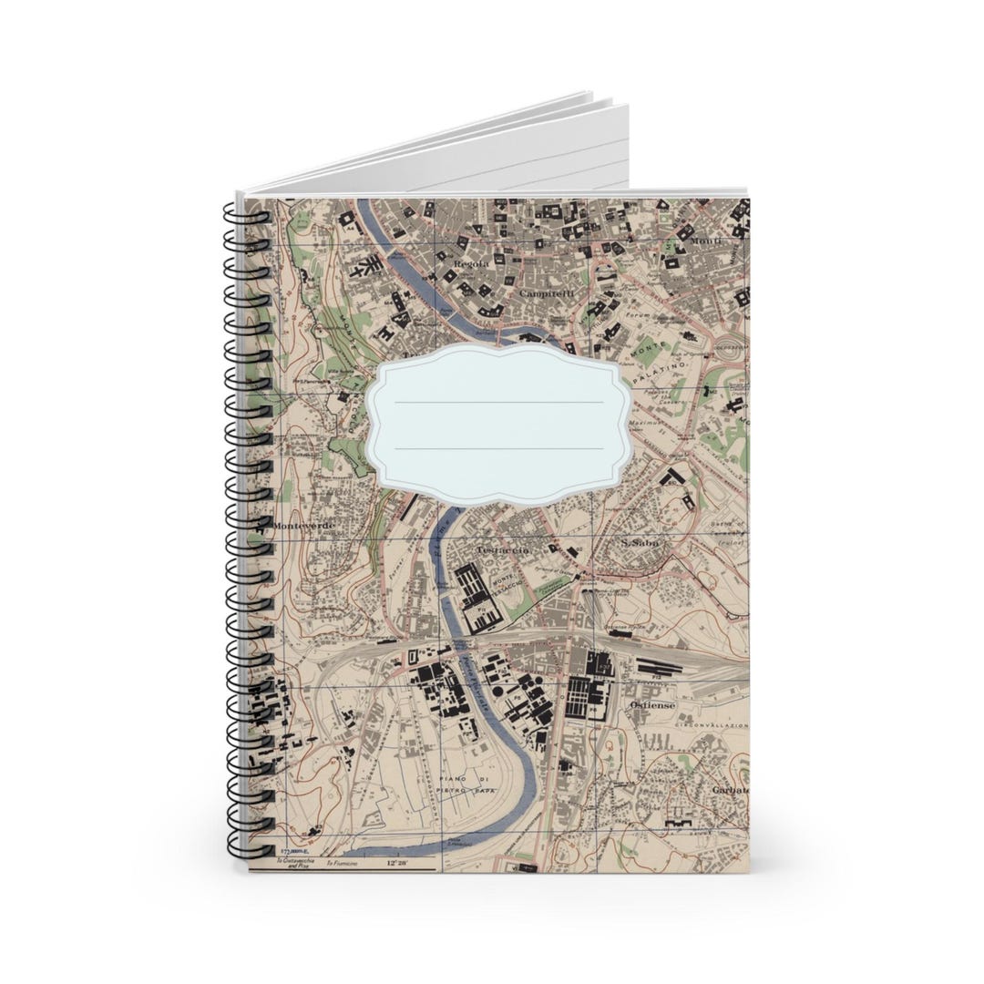 Vintage Rome Map Spiral Notebook | Ruled Journal With Label B - Etsy