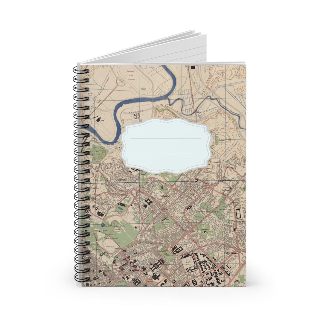 Vintage Rome Map Spiral Notebook | Ruled Lined Journal A - Etsy