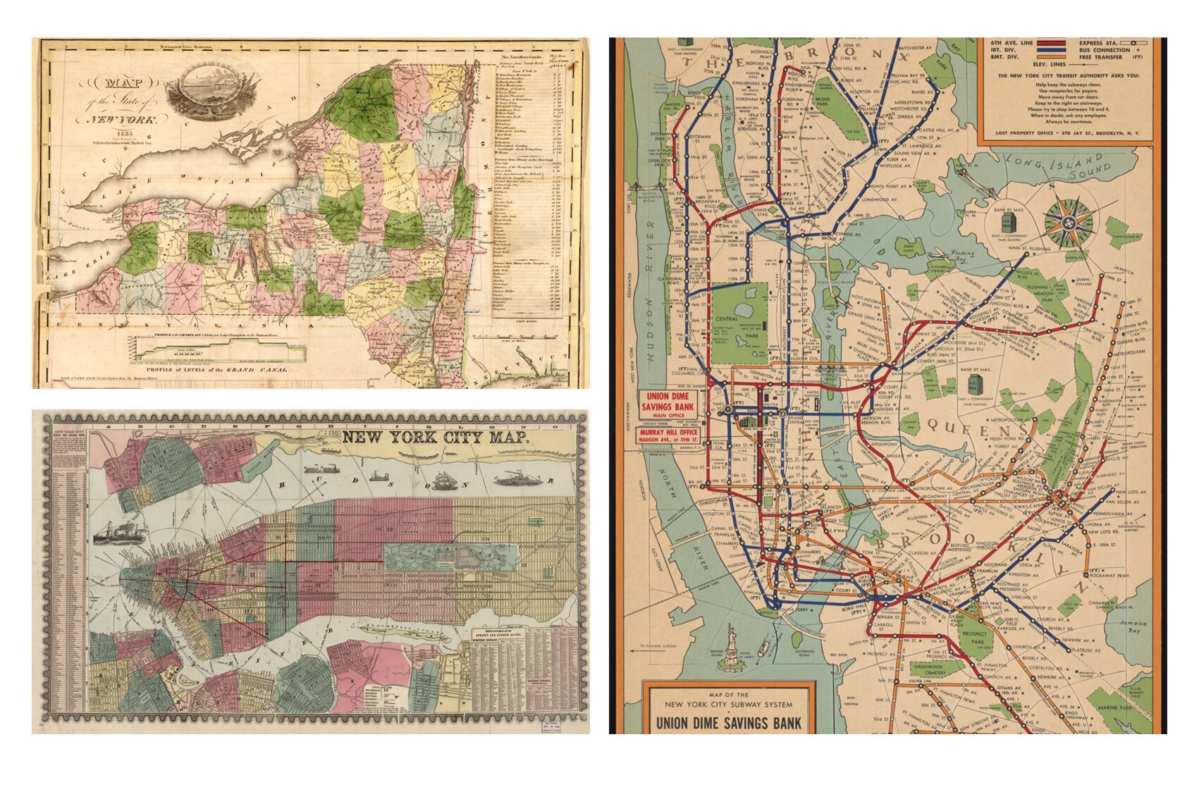 Vintage Historical Maps of New York Print, High Quality Digital ...