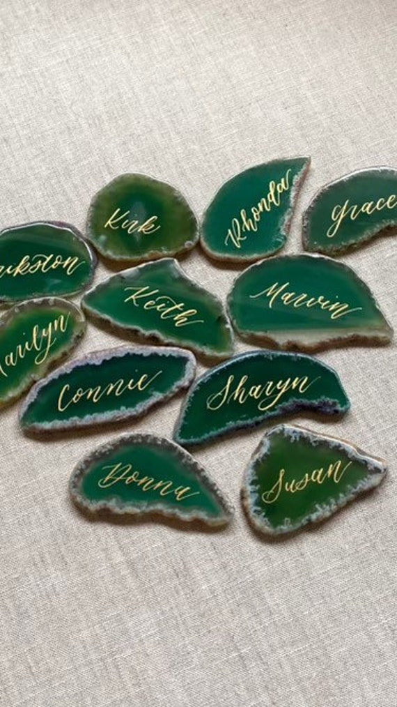 Green Agate Place Card - Etsy