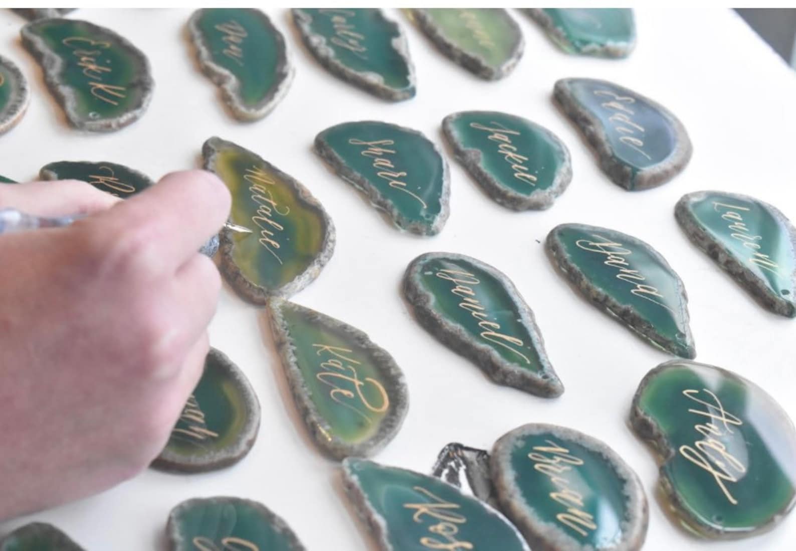 Green Agate Place Card - Etsy