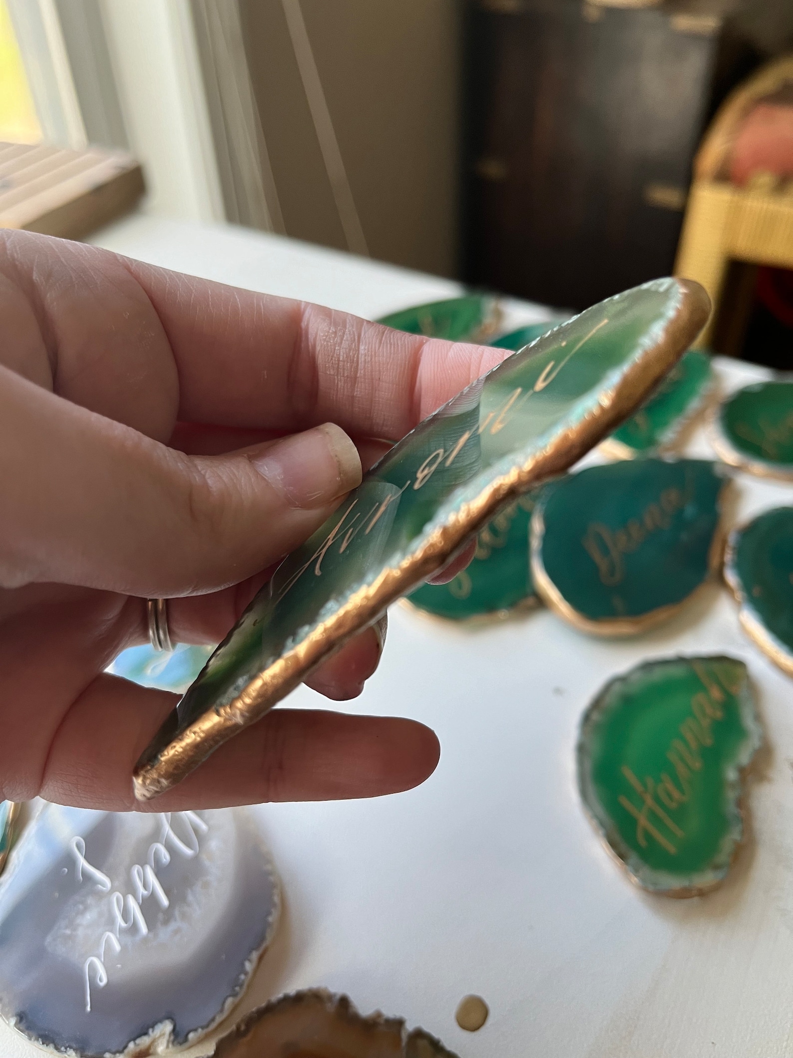 Green Agate Place Card - Etsy