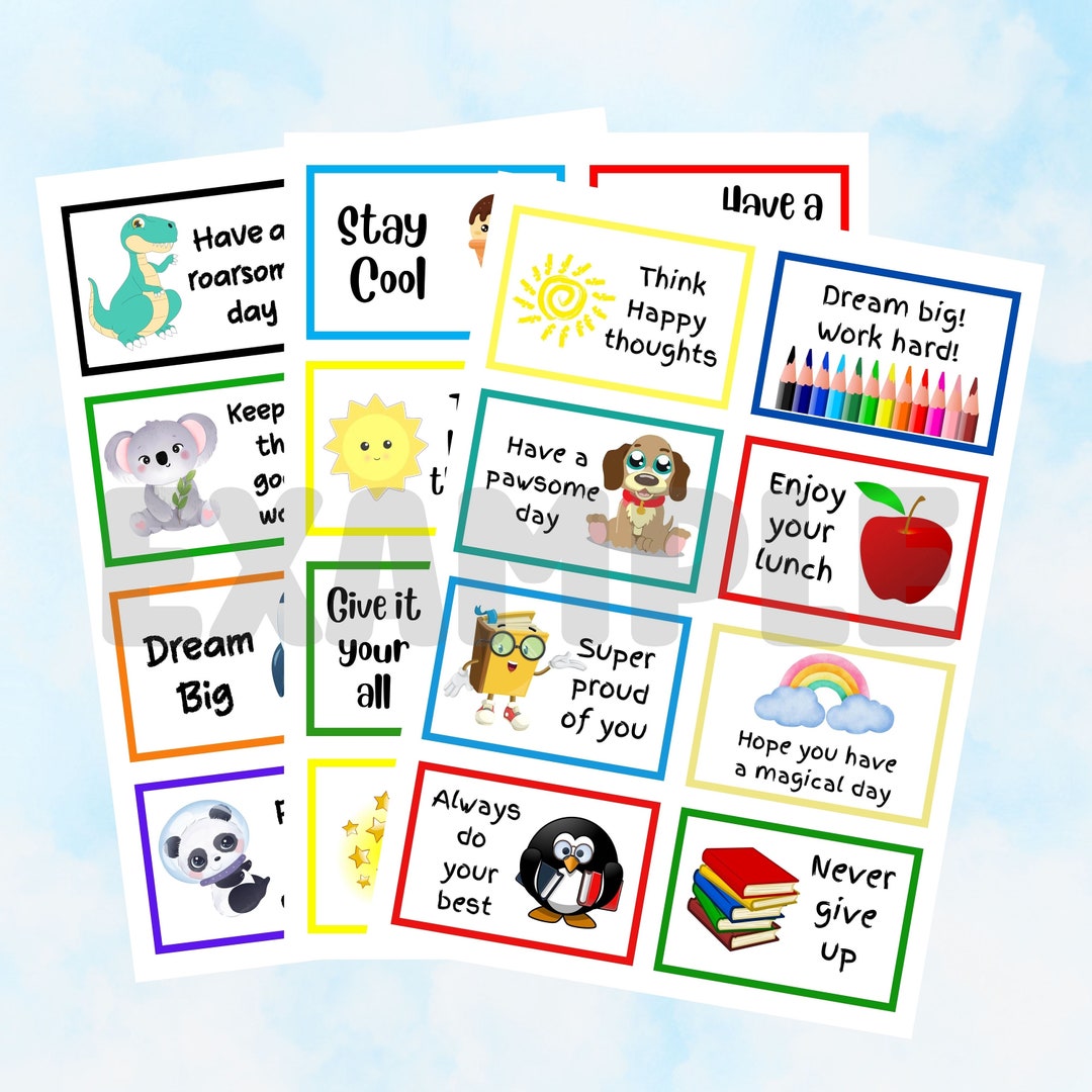 24 Cute and Fun Children's Lunchbox Notes Bundle *digital Product* A4 ...