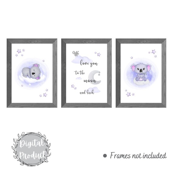 Cute Koala Bear Nursery Wall Art Set Various Sizes digital - Etsy