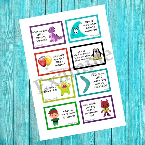 Fun lunchbox joke notes on A4 size sheet Digital product | Etsy