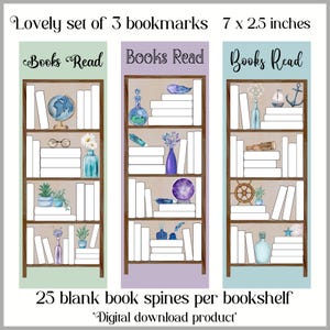Lovely Reading Tracker Bookshelf Bookmark Set, 25 Blank Spines, 7x2.5 ...