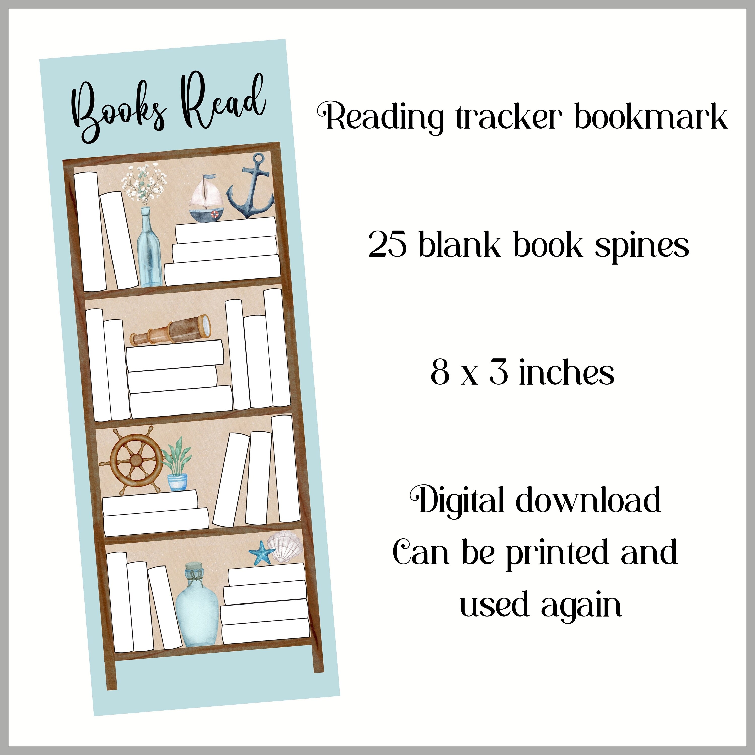 Lovely Reading Tracker Bookshelf Bookmark Set 25 Blank - Etsy