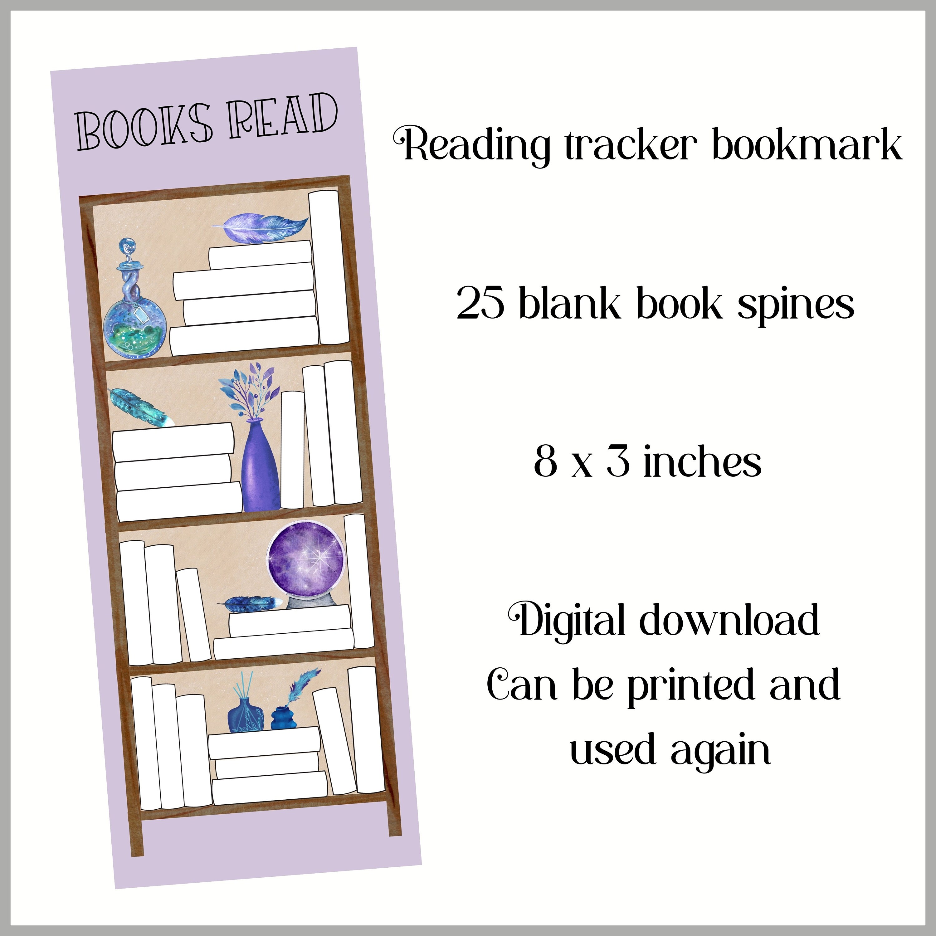 Lovely Reading Tracker Bookshelf Bookmark Set 25 Blank - Etsy