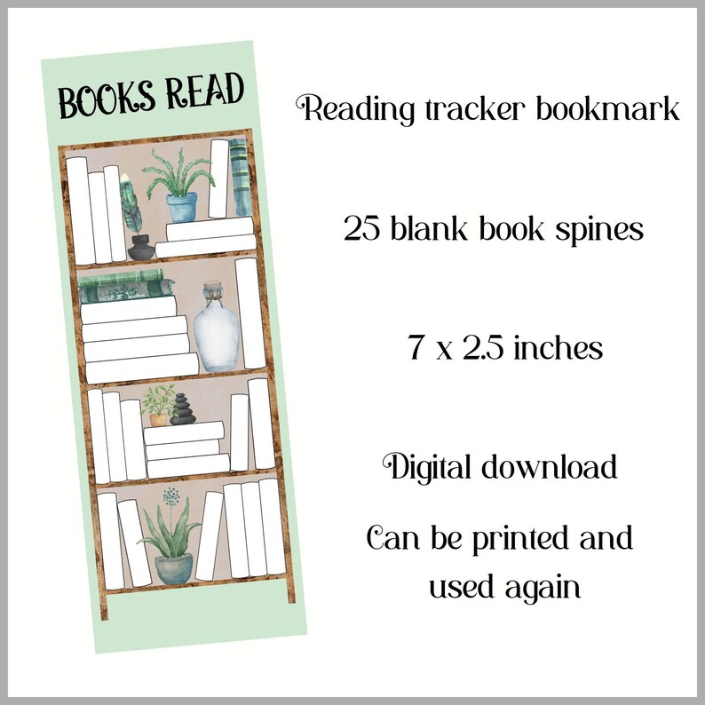 Reading Tracker Bookshelf Bookmark Set of 3, 25 Blank Spines, 7x2.5 ...