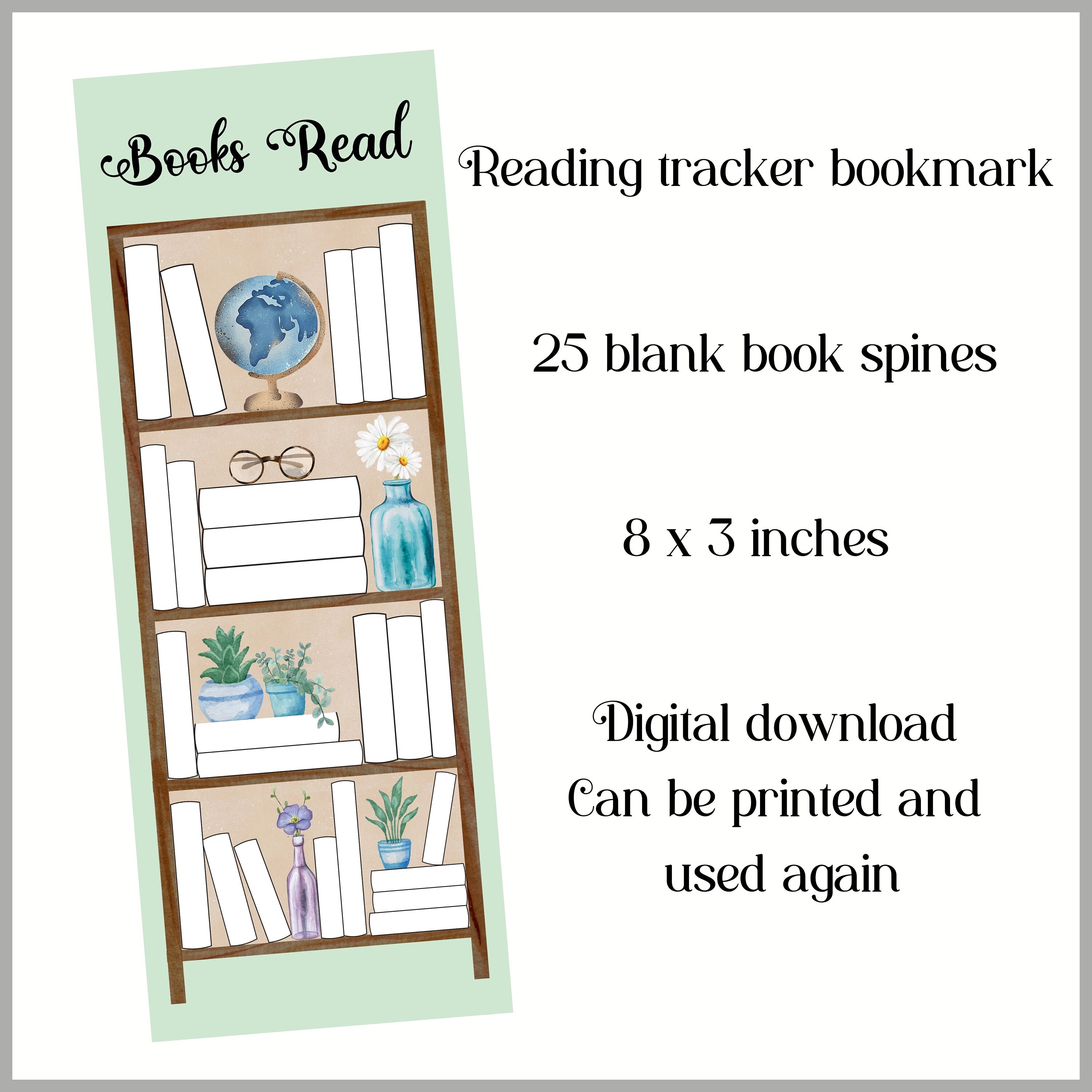 Lovely Reading Tracker Bookshelf Bookmark Set 25 Blank - Etsy