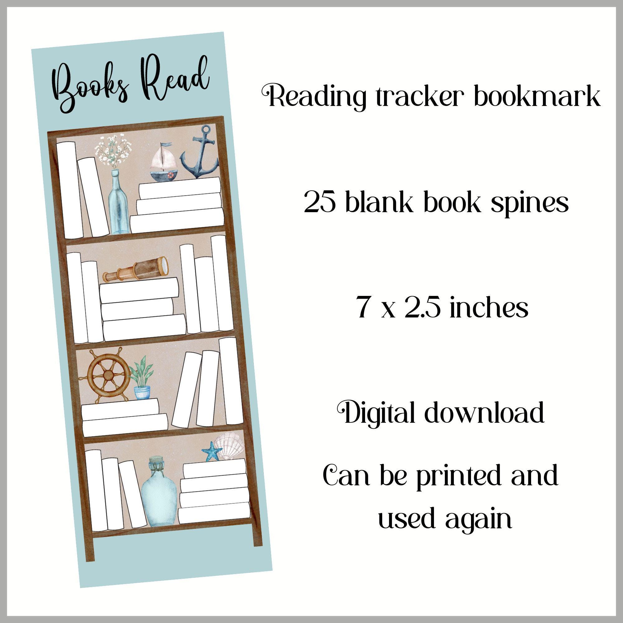 Lovely Reading Tracker Bookshelf Bookmark Set, 25 Blank Spines, 7x2.5 ...