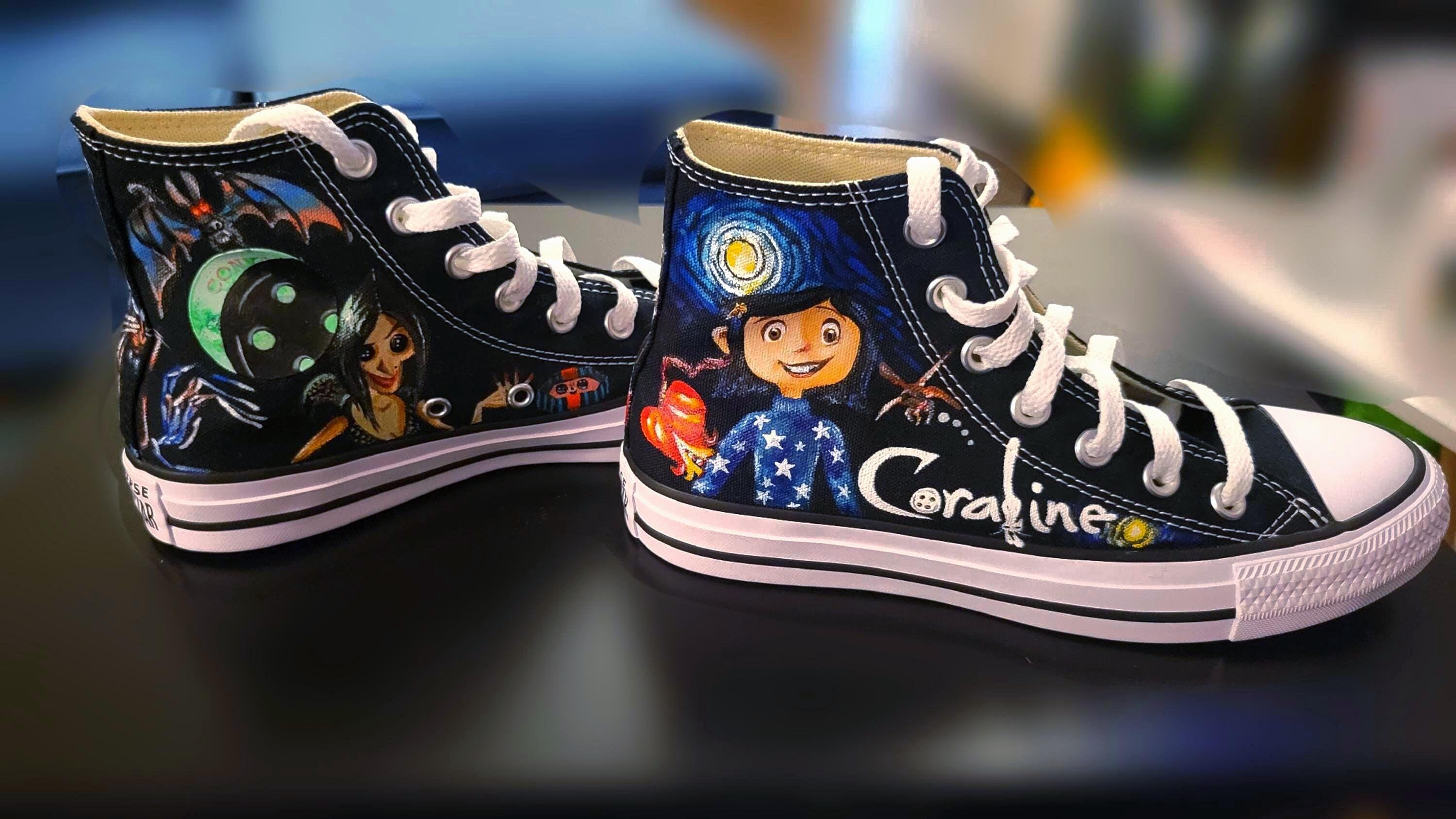 Custom Coraline Hand-painted Converse Sneakers – Made to Order, Unique ...