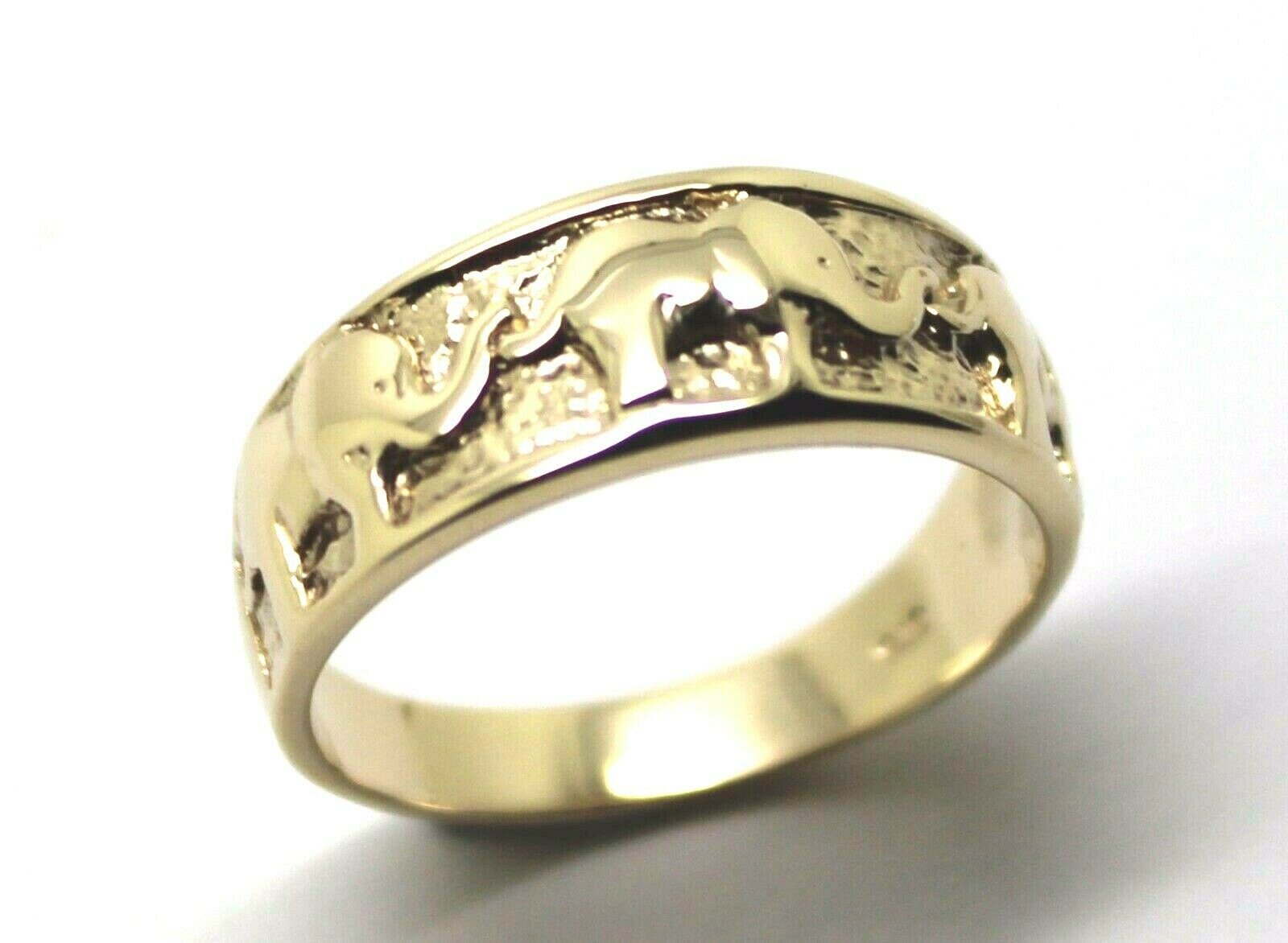 Genuine 9ct Solid Yellow, Rose or White Gold Lucky Elephant Ring Size N ...