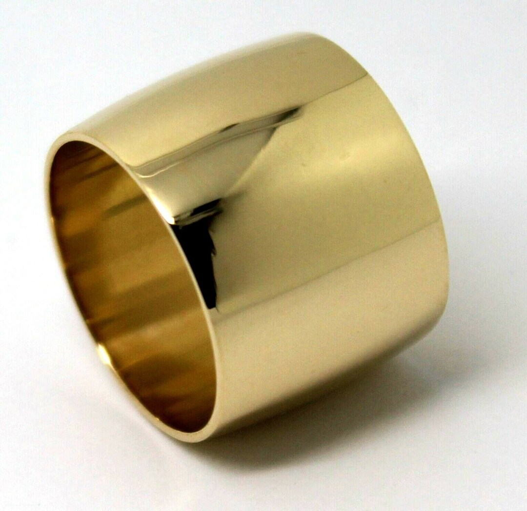 16mm Genuine Solid 9ct Rose or Yellow or White Gold 375 Wide Band Ring ...