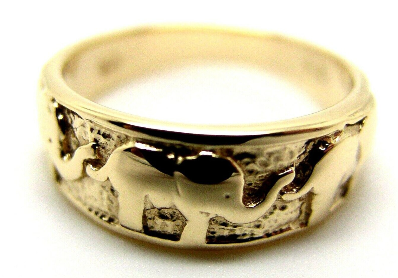 Genuine 9ct Solid Yellow, Rose or White Gold Lucky Elephant Ring Size N ...