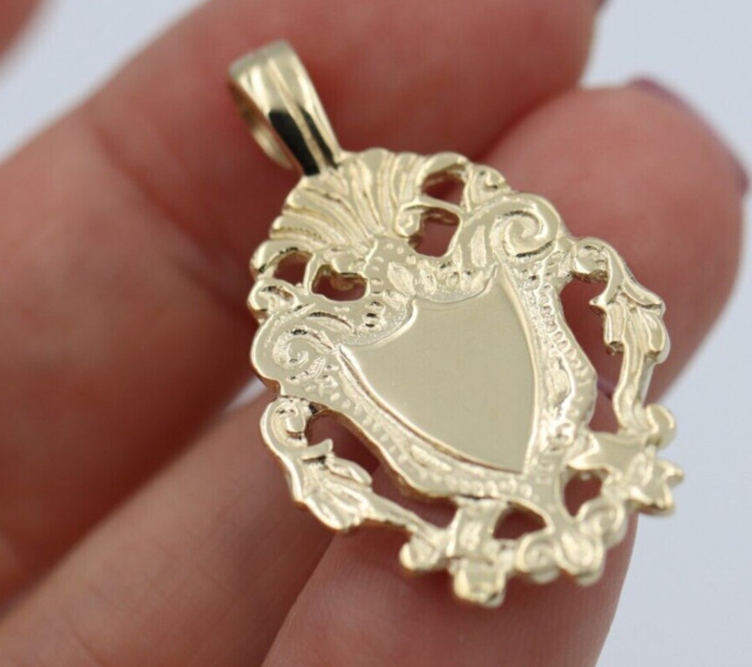 Genuine Solid 9K 9ct Yellow, Rose or White Gold Filigree Shield FOB ...
