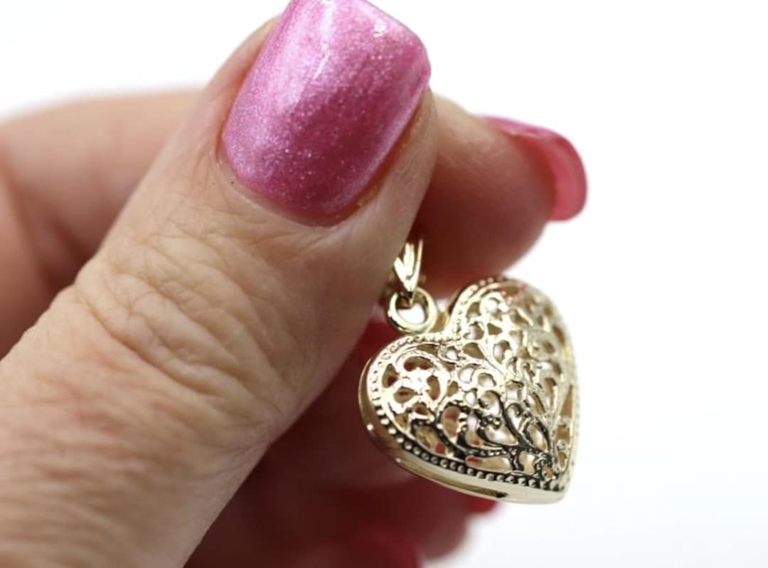 Genuine New 9ct Yellow, Rose or White Gold Medium Filigree Heart ...