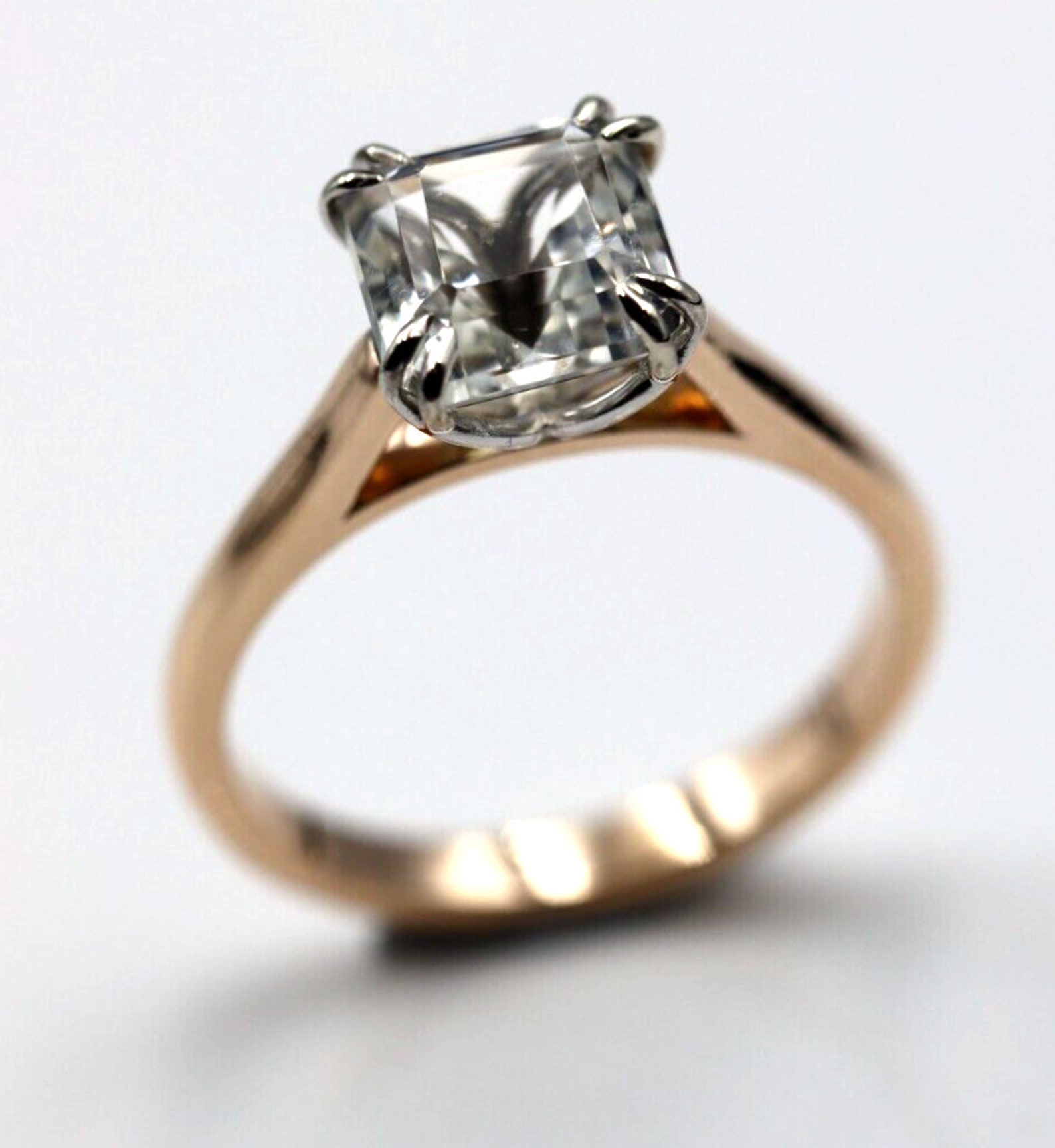 Genuine 4.05c Killiecrankie Diamond Asscher Cut 9ct 9k 375 Rose Gold ...