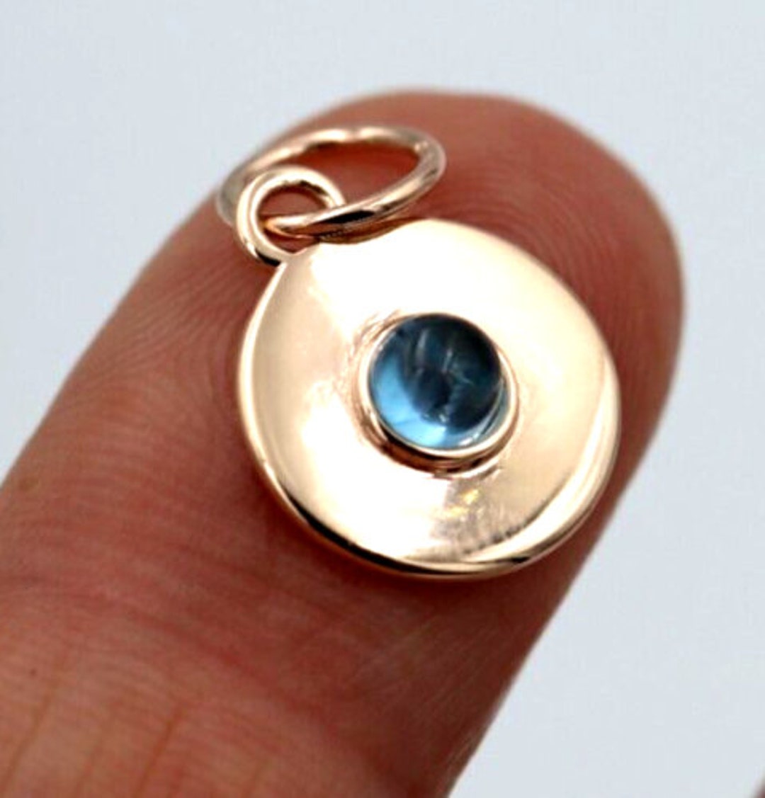 Echte 9 kt echte geel-, rosé- of witgouden 12 mm cabochontopaasschijf ...