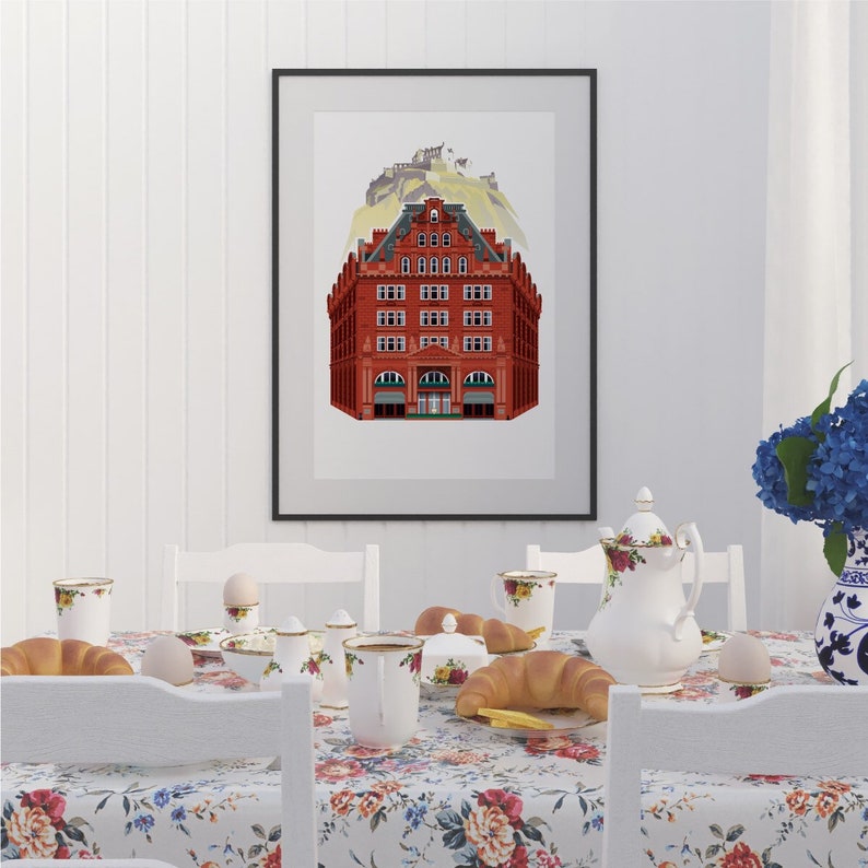 Edinburgh Caledonian Hotel Art Print Scotland Gift Office | Etsy