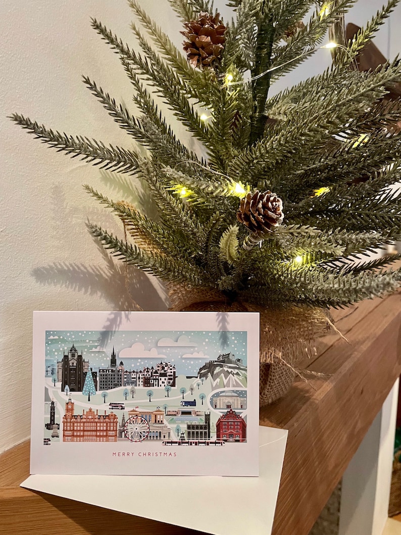 Edinburgh Christmas Card (single), Princes Street, Blank Xmas Holiday ...