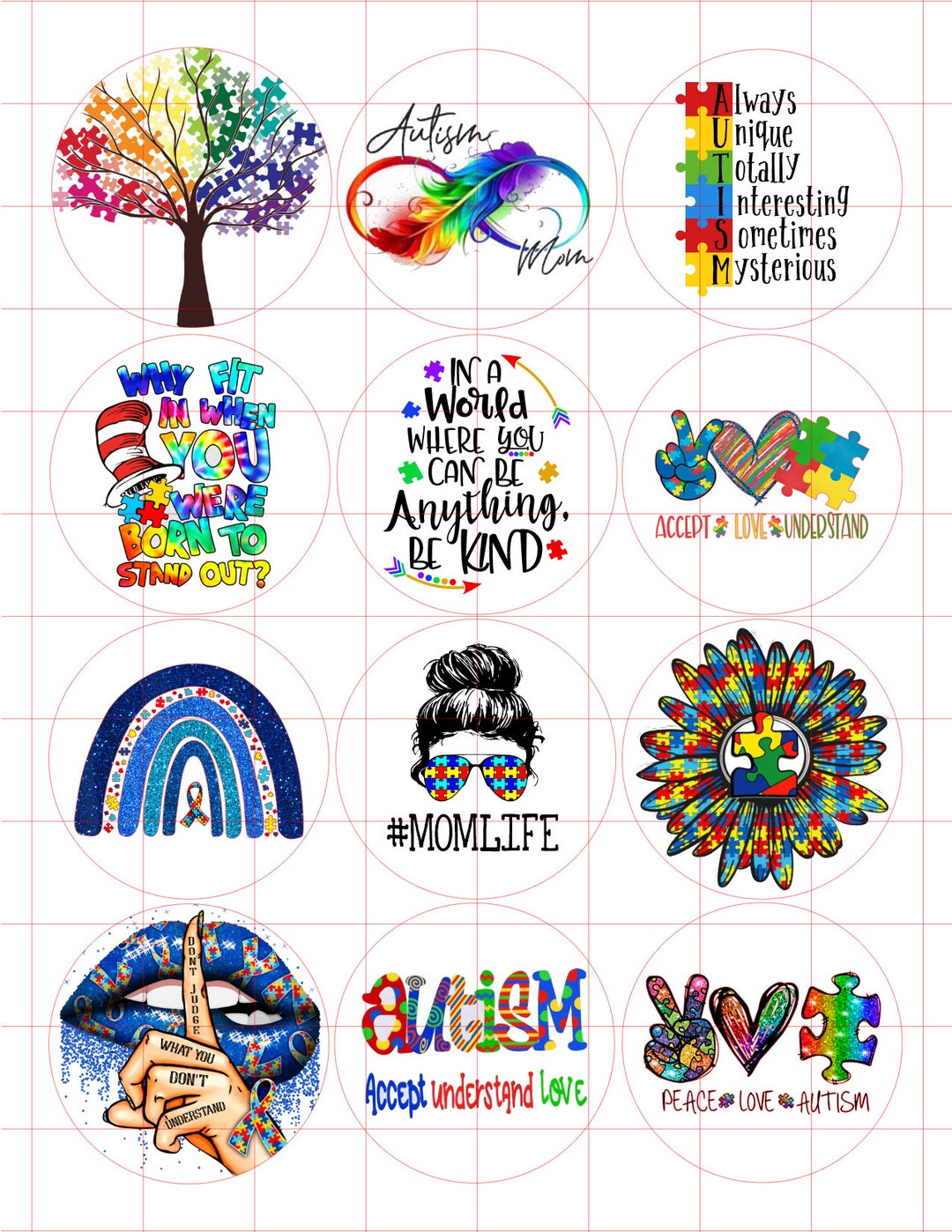Autism Cardstock Cutouts - Etsy