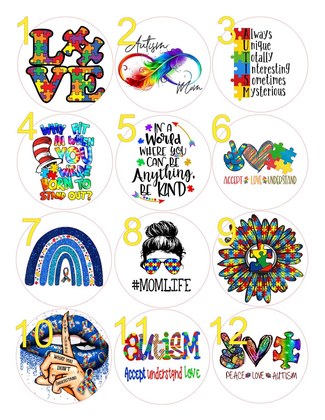 Autism Cardstock Cutouts - Etsy