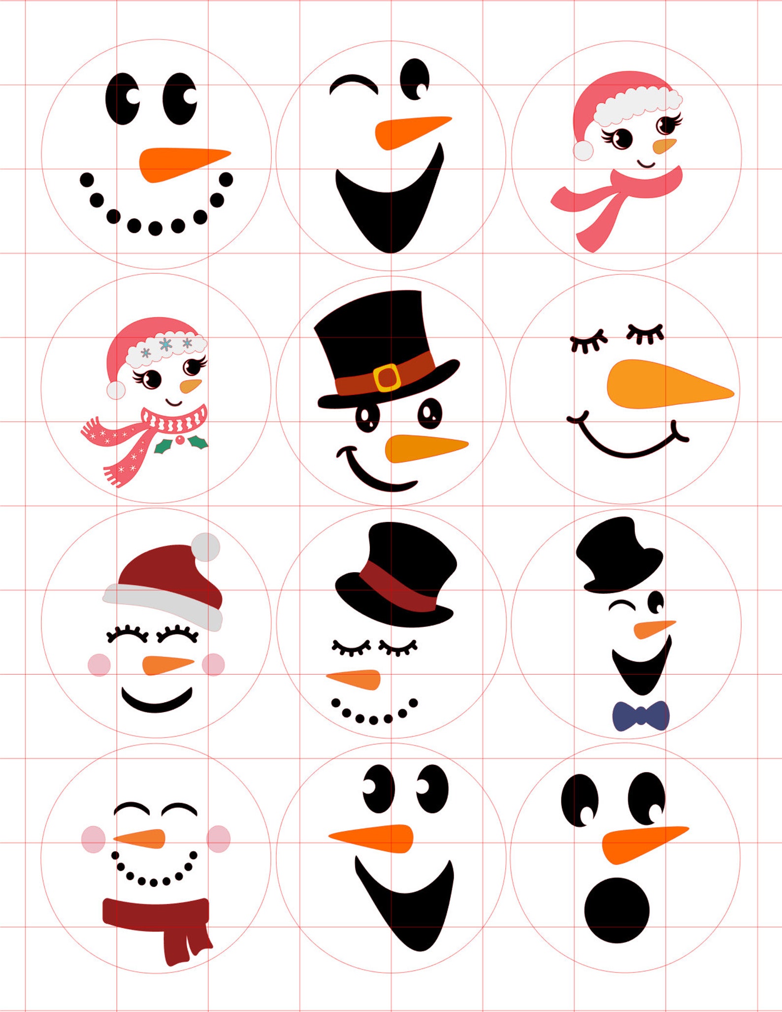 Snowman Face Cardstock Cutouts - Etsy