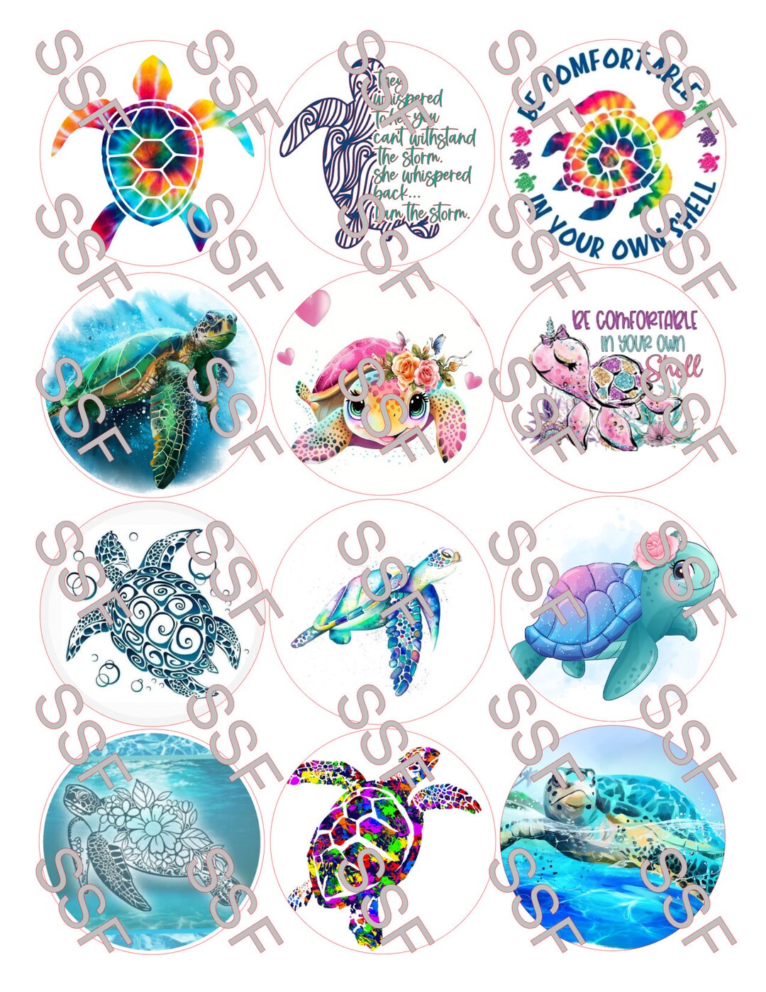 Sea Turtle Digital Cardstock Cutouts - Etsy