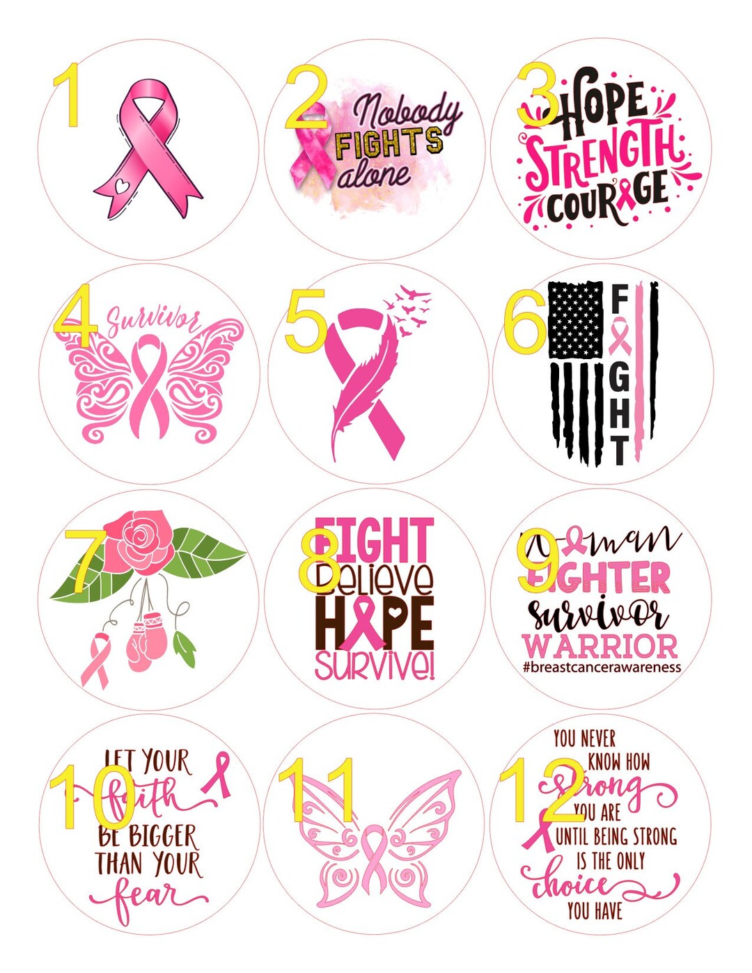 Breast Cancer 3 Cardstock Cutouts - Etsy