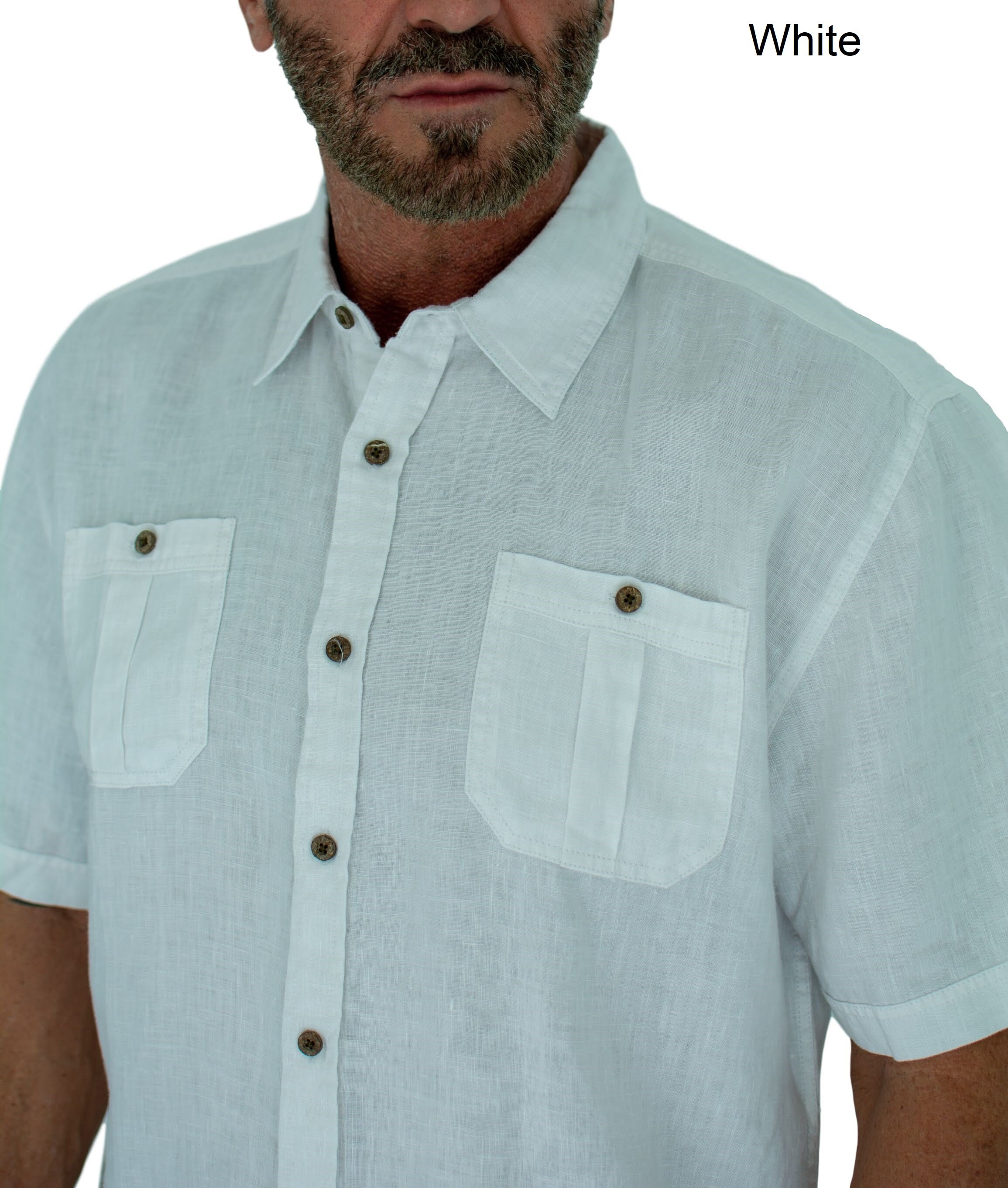 Short Fin Men's Short Sleeve Linen Shirt With 2 Front Pockets - Etsy